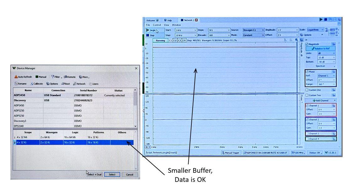 Analog Discovery Pro ADP3450 drops data in Network Analyzer if ...