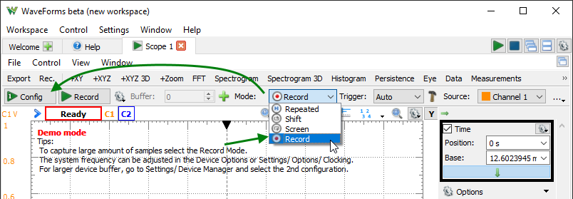 AD2: Scope capture length in WaveForms - Test and Measurement ...