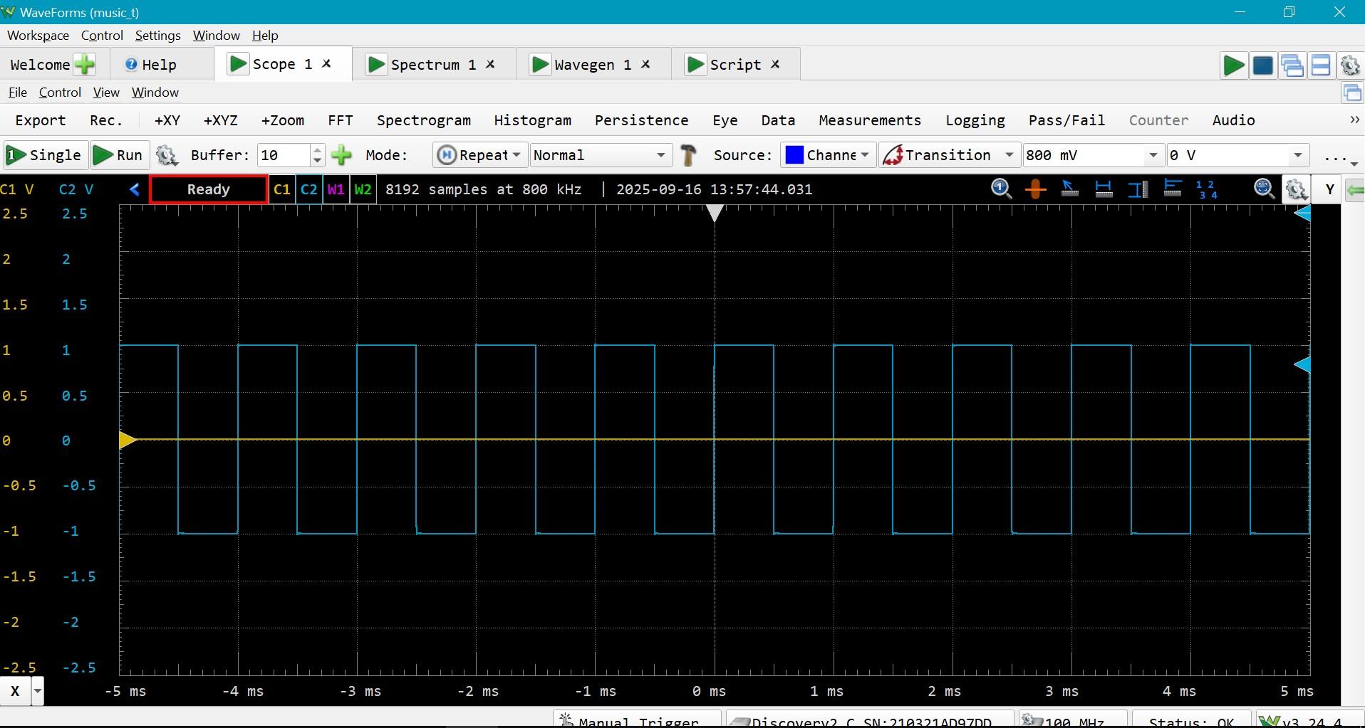 Oscilloscope screen is missing Information after initial opening of a ...