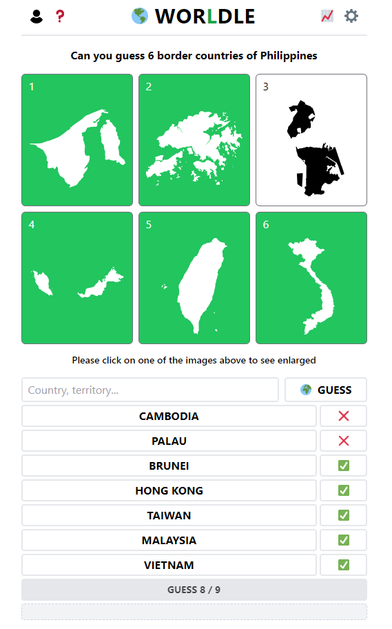Worldle (guess the country) - Online Games & Puzzles - Pie & Bovril