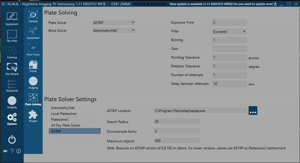 Help/Advice First time imaging with software with N.I.N.A setting up ...