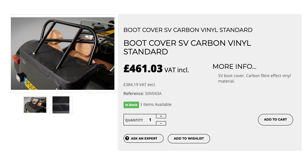 ** SOLD** SV Carbon Vinyl Boot Cover with fitting kit. New and never ...