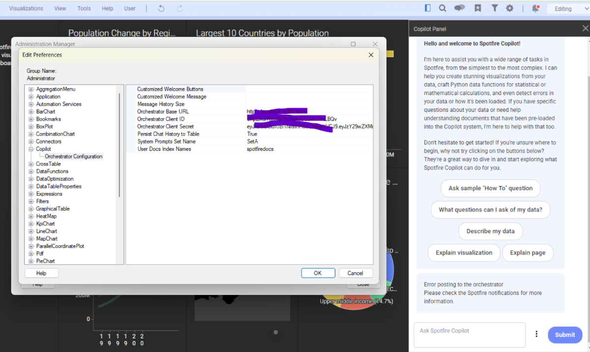 Error Occurred When Using Spotfire Copilot from the Panel - Spotfire ...