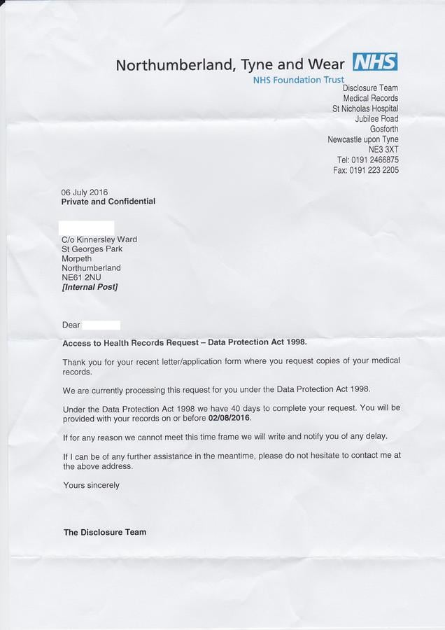 Hospital request for medical records - NHS - National Consumer Service