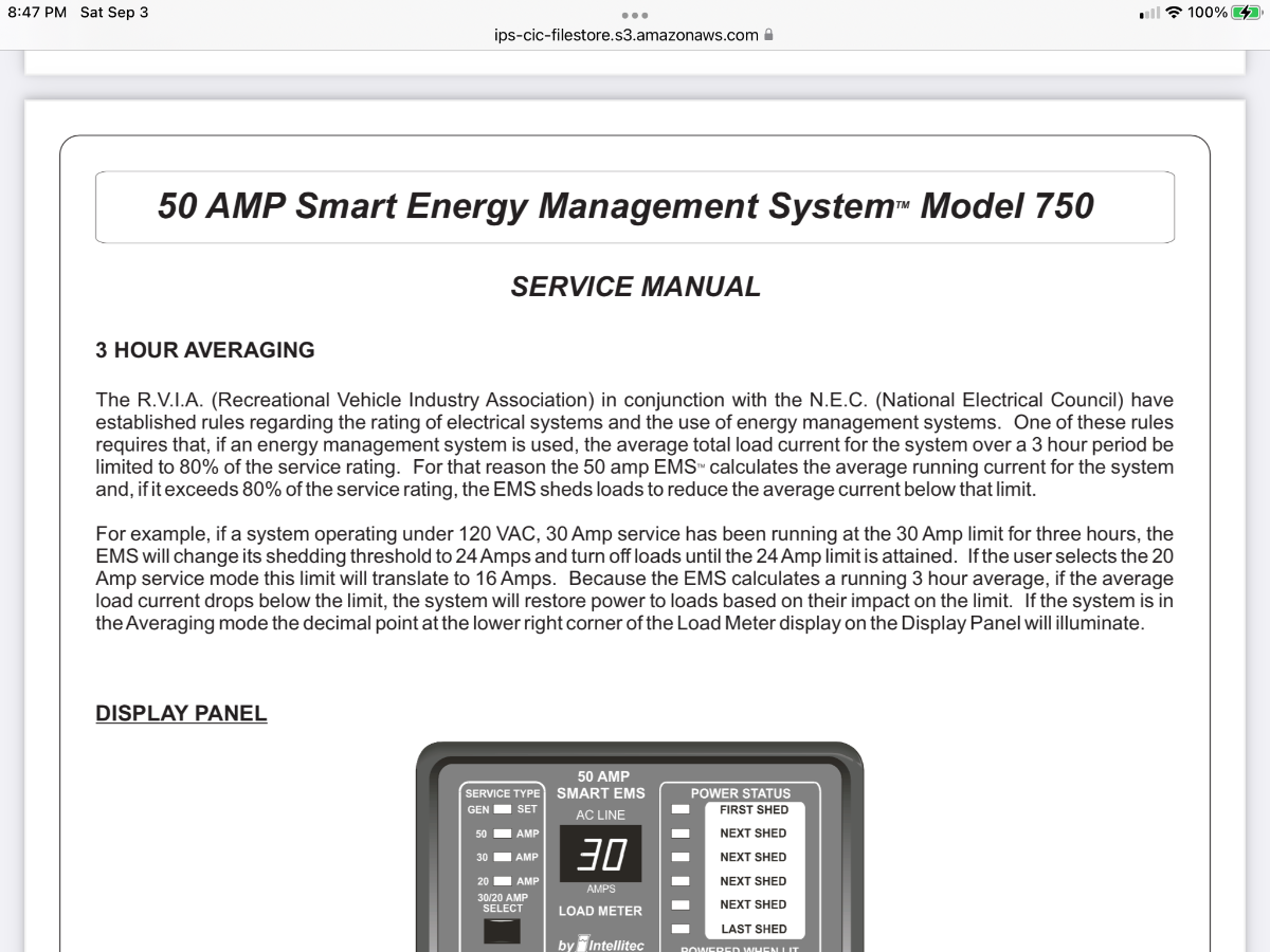 Only 30 amps coming in and intellitec 750 clicking with GenSet power ...