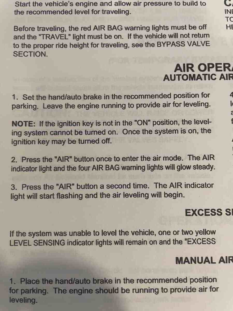 Auto Air Leveling Question - 2002 Windsor HWH Auto Level System ...