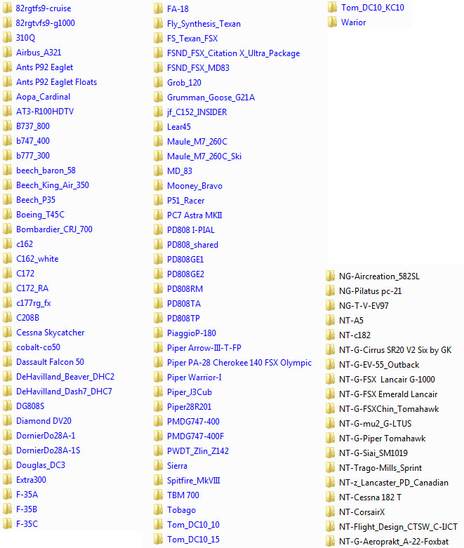 Comprehensive list of FSX Aircraft compatibility. - Aircraft ...