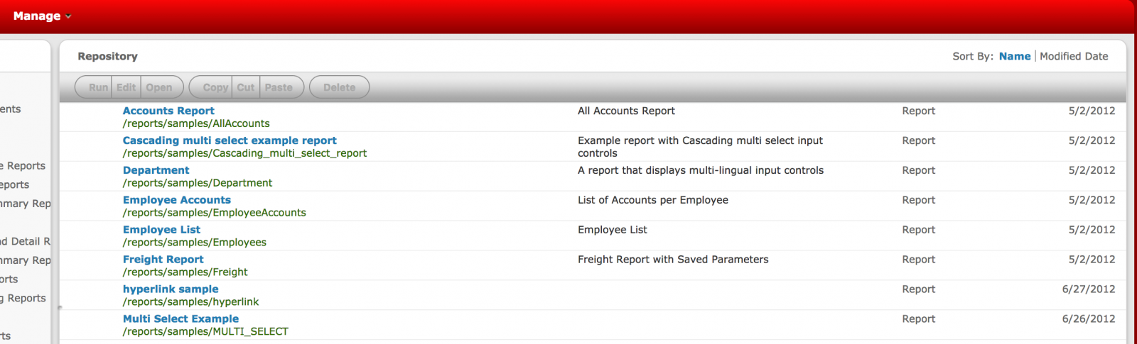 Disable display of report path beneath report name in CE report list ...