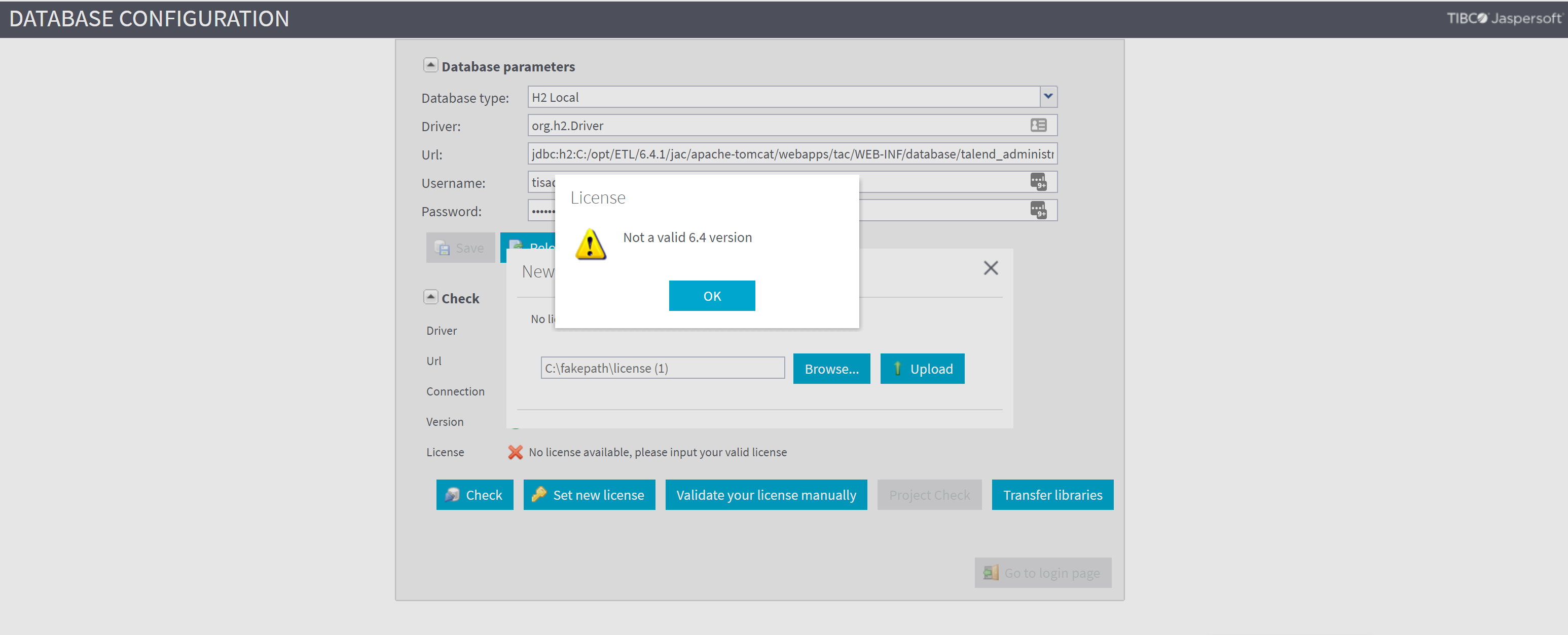 TIBCO Jaspersoft® ETL: Not a valid 6.4 (6.3) version during license ...