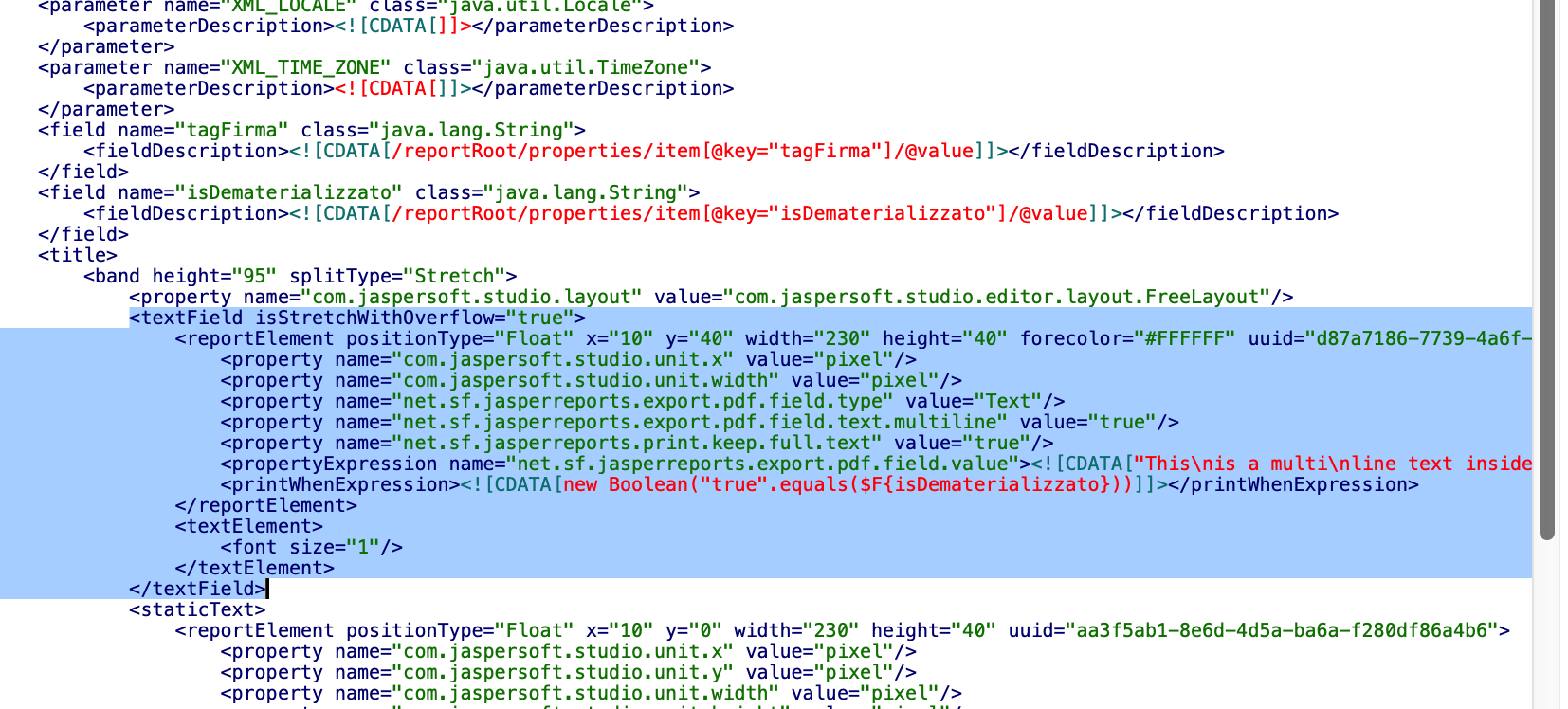 How to add from jasper xml template report an acrofield (input field ...