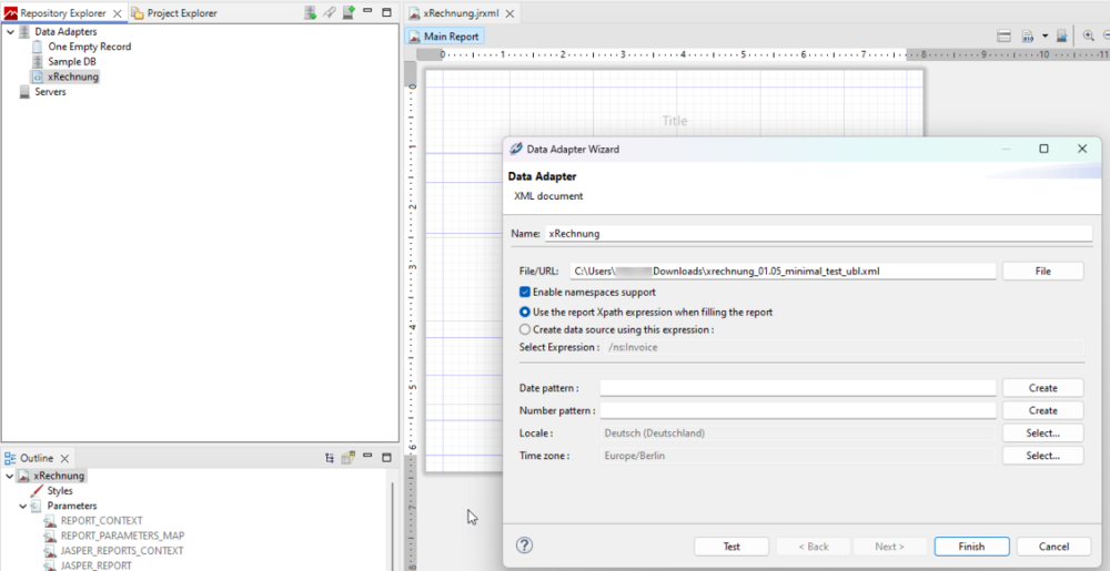 JasperServer / Export Report as Custom XML / XRechnung / ZugFerd ...