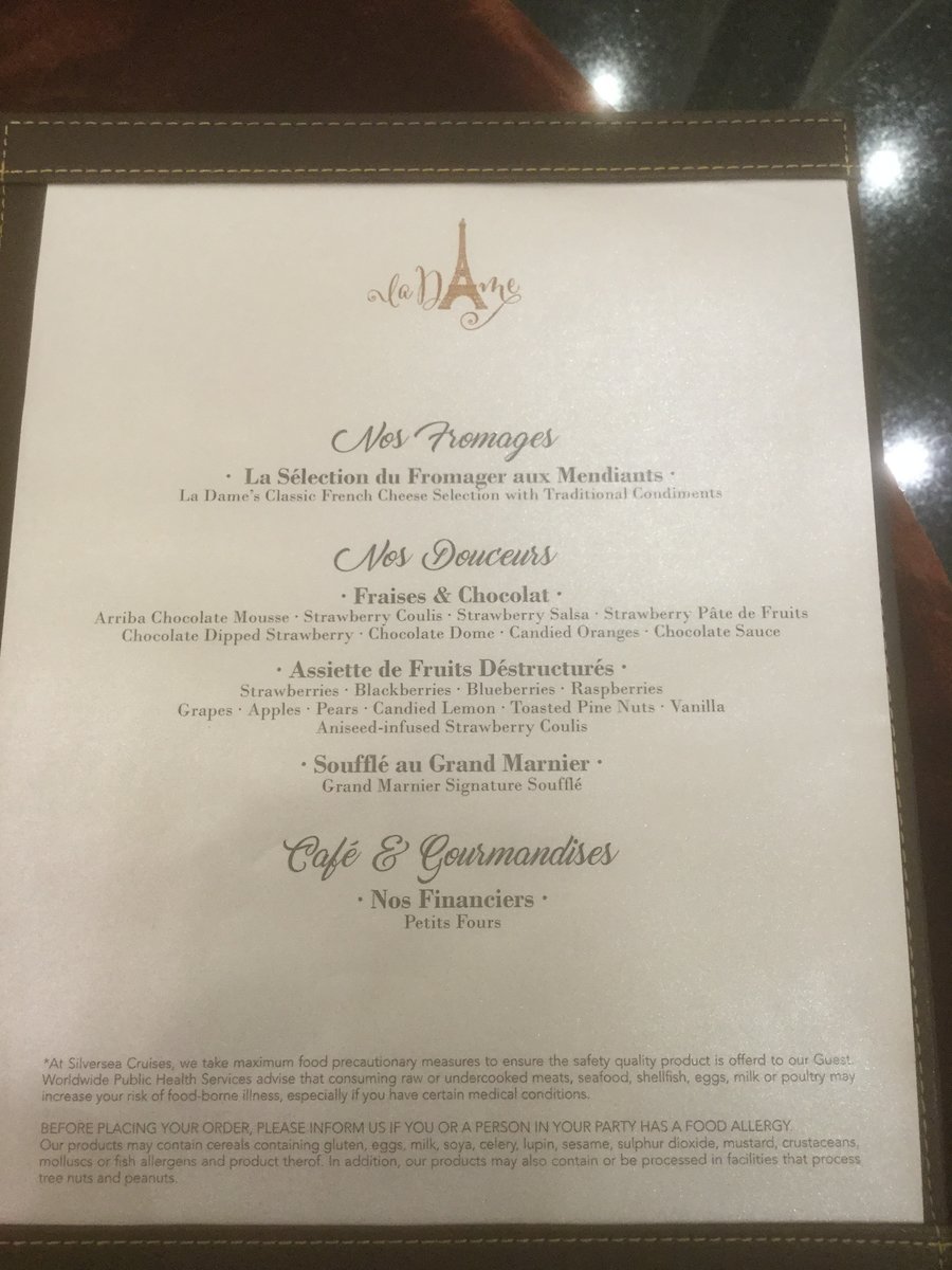 Muse menus - Silversea - Cruise Critic Community