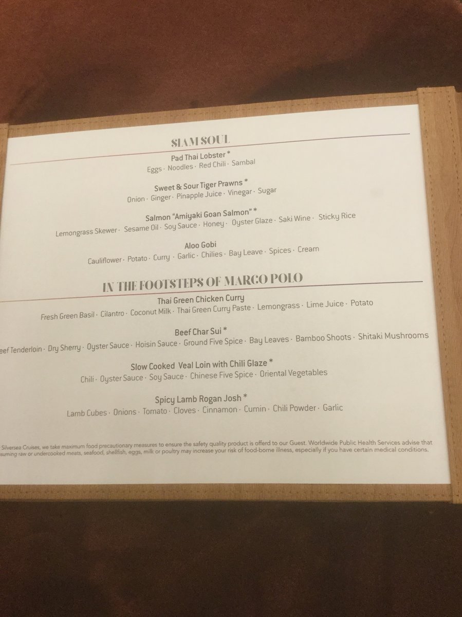 Muse menus - Silversea - Cruise Critic Community