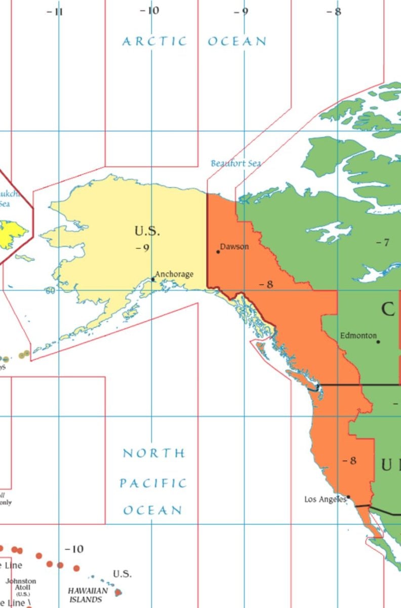 Us Time Zone Map Alaska