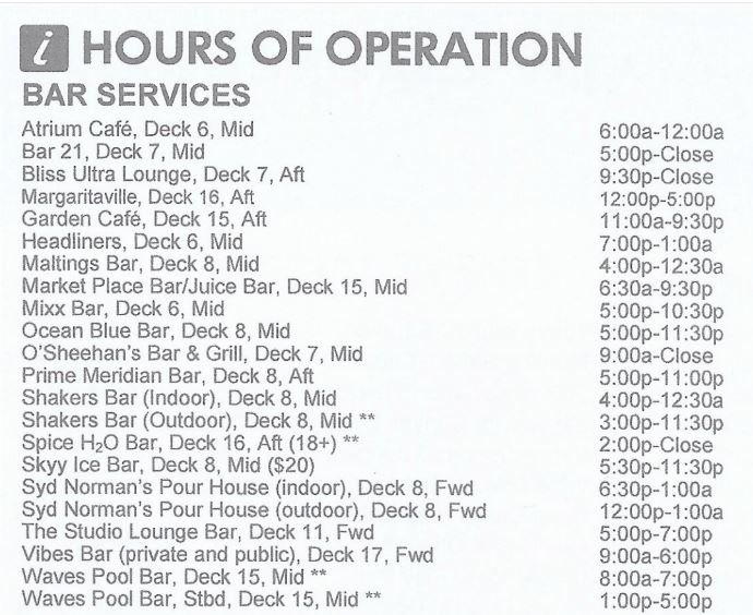 Breakaway - bar hours - Norwegian Cruise Line - Cruise Critic Community