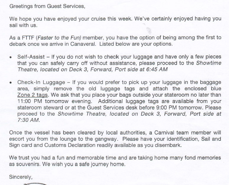 Suite benefits versus FTTF - Carnival Cruise Lines - Cruise Critic ...