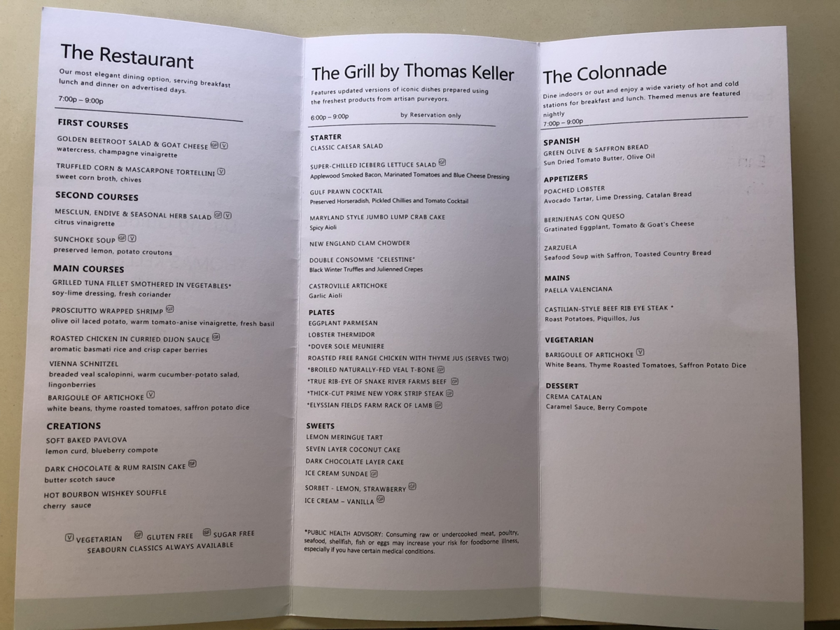 MENUS - Seabourn Cruise Line - Cruise Critic Community