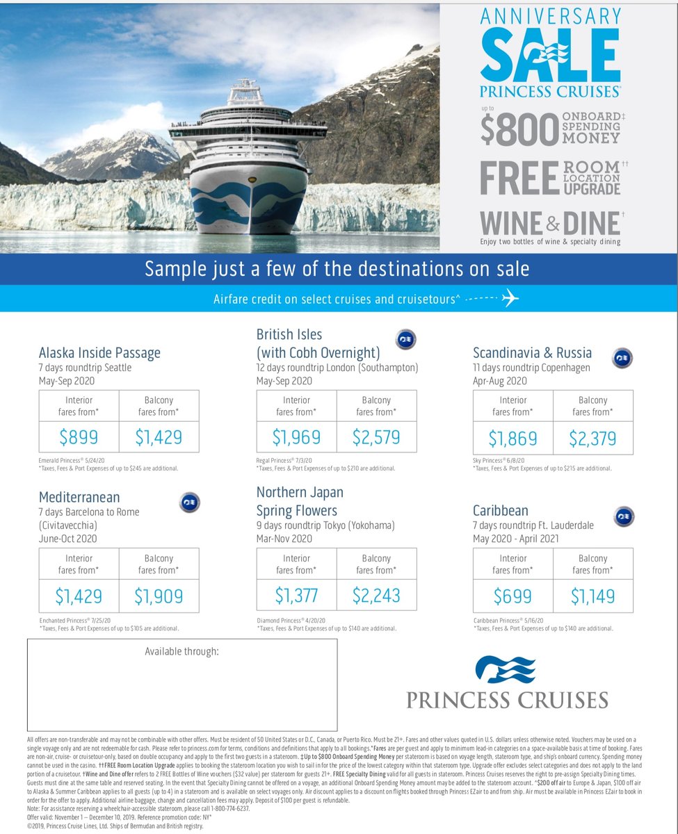 Next Princess Promo - Anniversary Sale Nov 1-Dec 10 - Princess Cruises ...