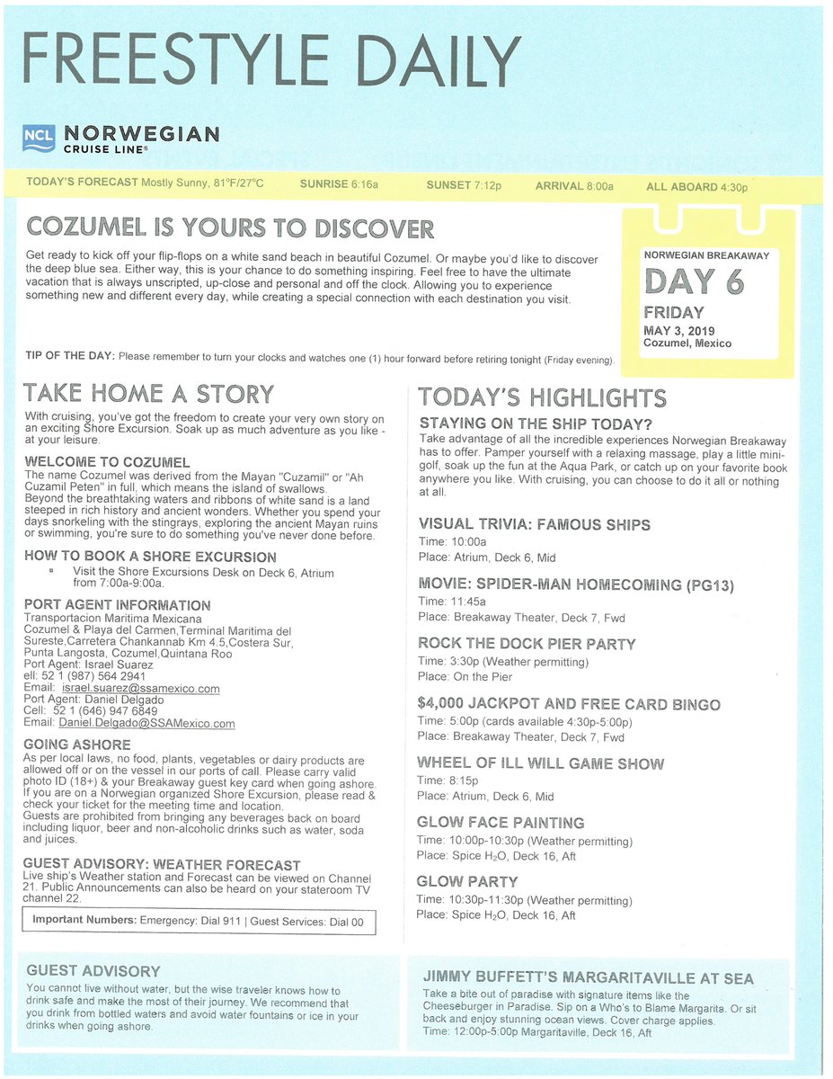NCL Breakaway Recent Freestyle Daily - Norwegian Cruise Line - Cruise ...