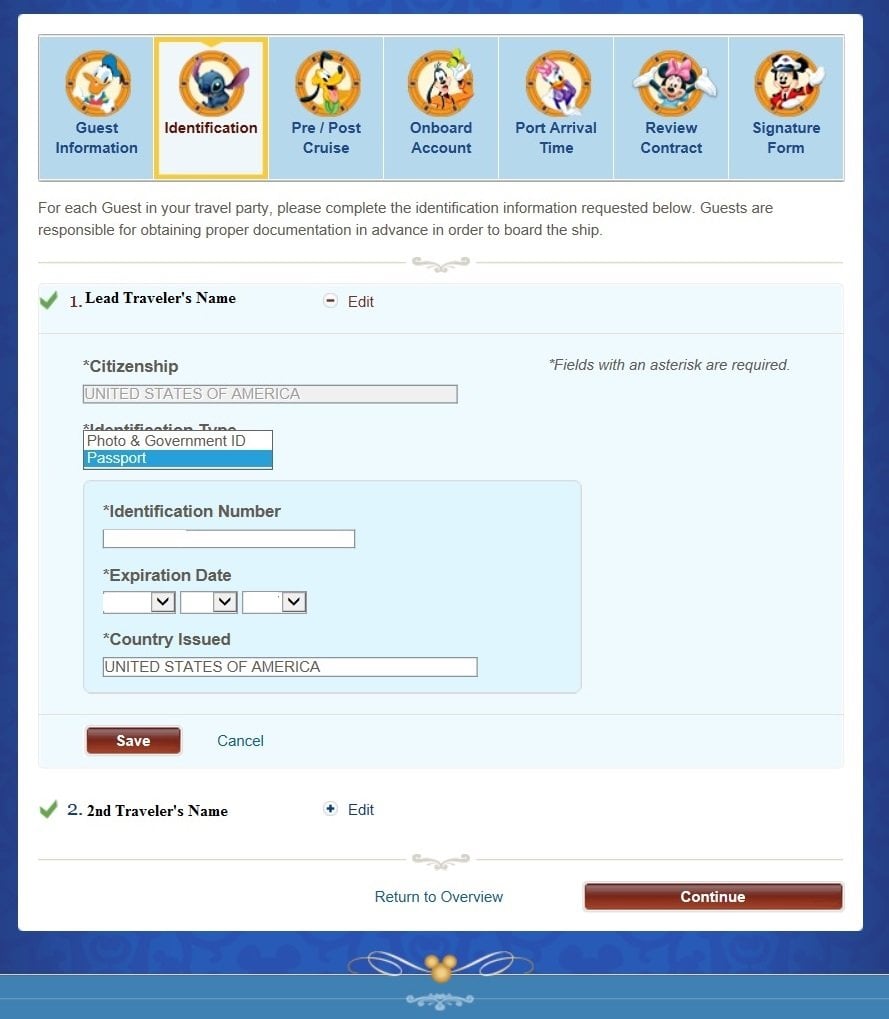 Online check-in options when passport has not arrived yet - Disney ...