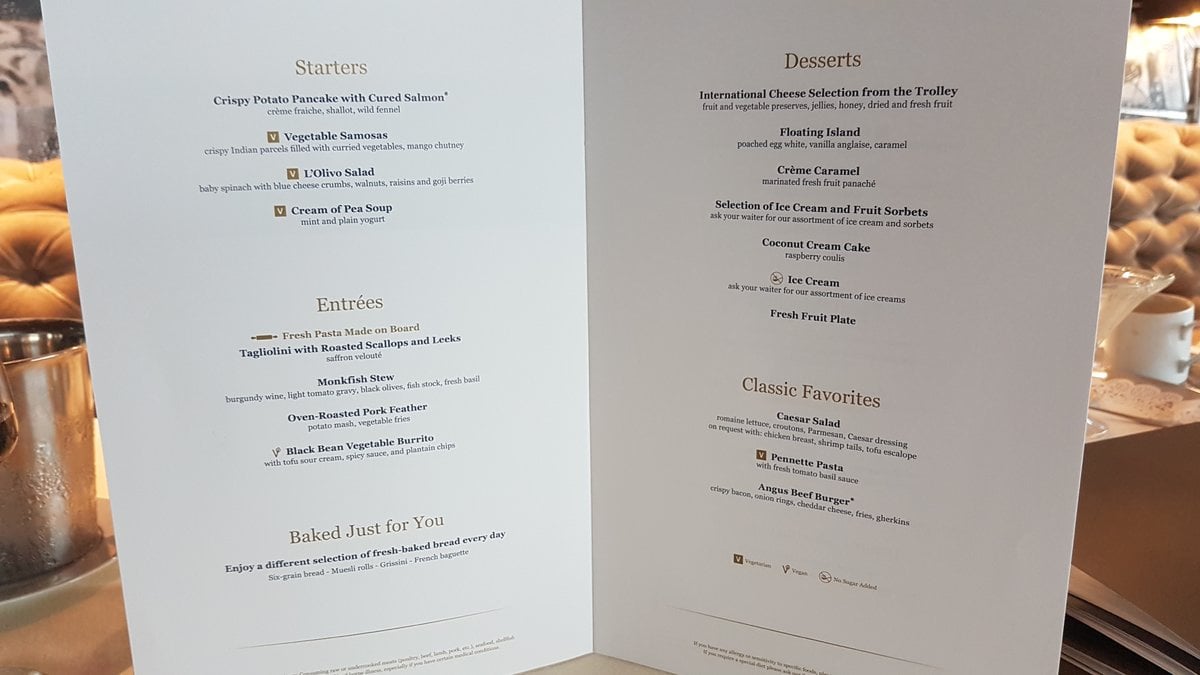 Yacht Club LUNCH Menus - MSC Cruises - Cruise Critic Community