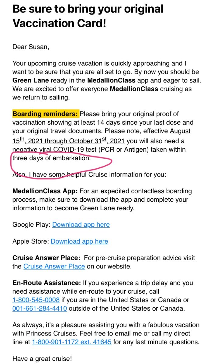 Pre-Embarkation Testing - Princess Cruises - Cruise Critic Community