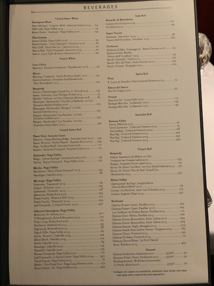 Wine list - Seabourn Cruise Line - Cruise Critic Community