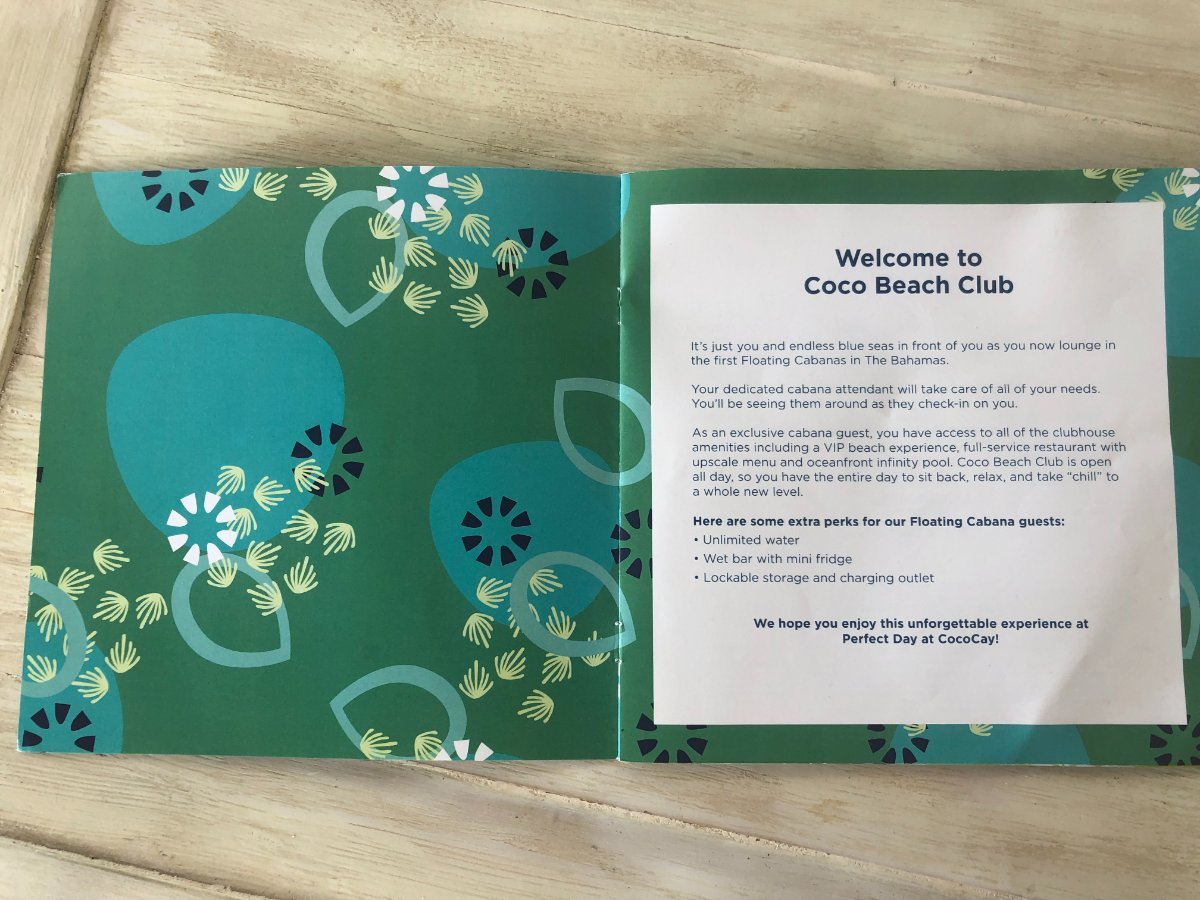 Coco Cay Beach Club menu - Royal Caribbean International - Cruise ...