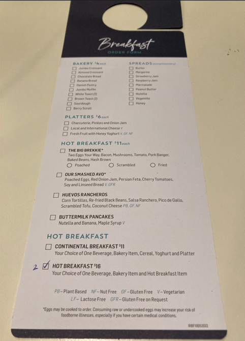 Breakfast & Lunch Menus / Pictures - Carnival (Australia) (formerly P&O ...