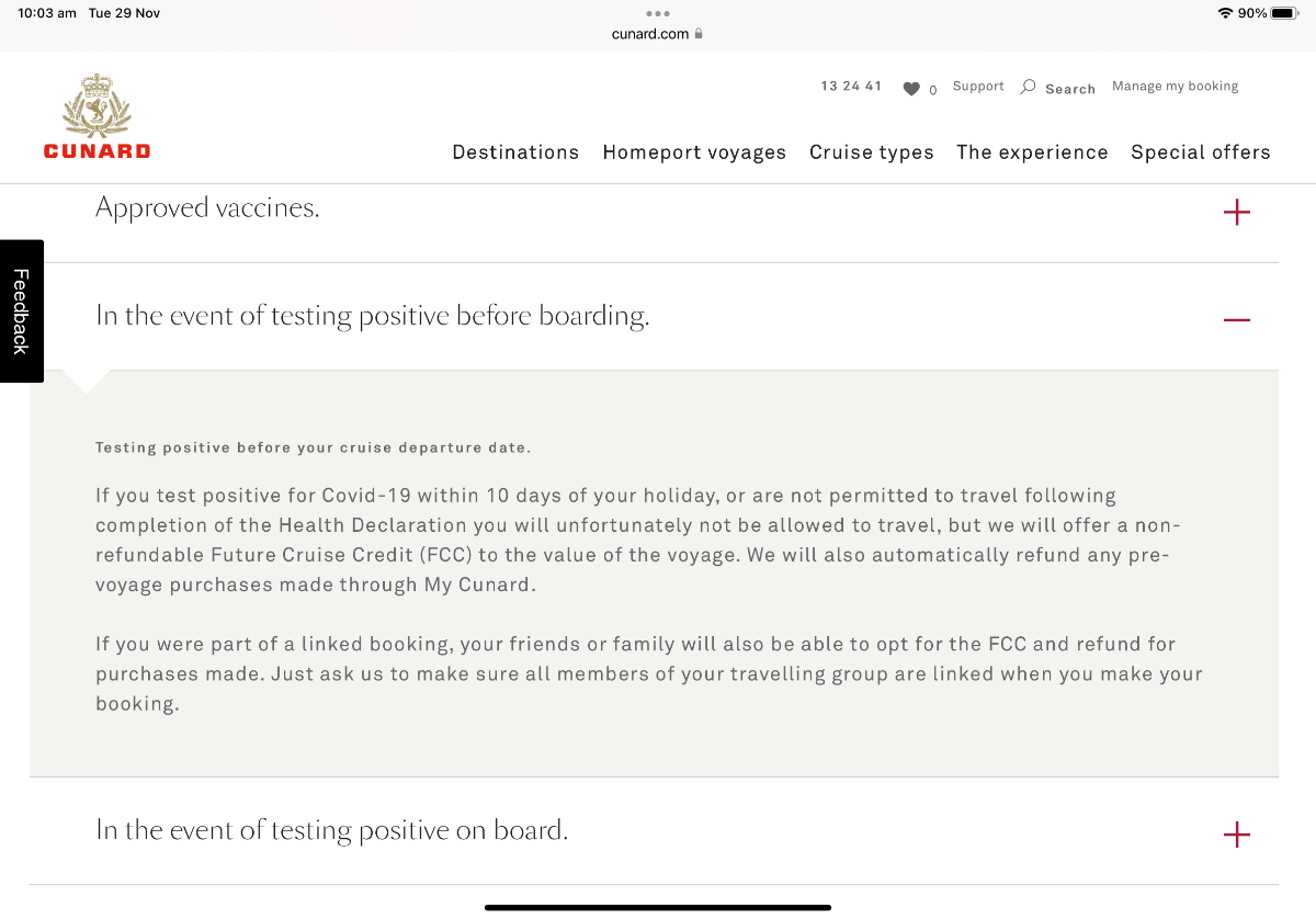 Cunard pre-boarding medical form/questionnaire - Cunard Line - Cruise ...