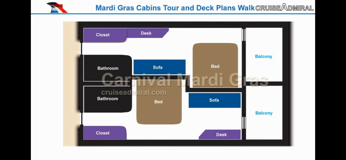 Any way to know bed to balcony position? - Carnival Cruise Lines ...