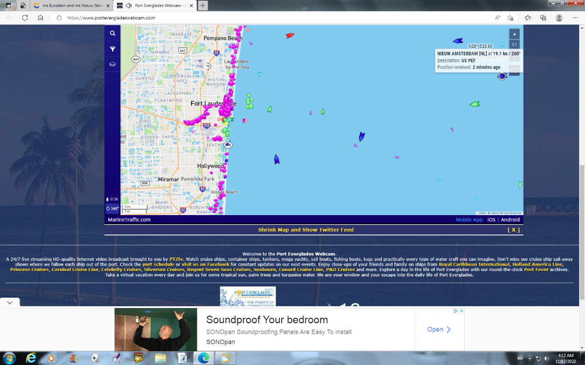 ms Eurodam and ms Nieuw Statendam in Port Everglades December 10, 2022 ...