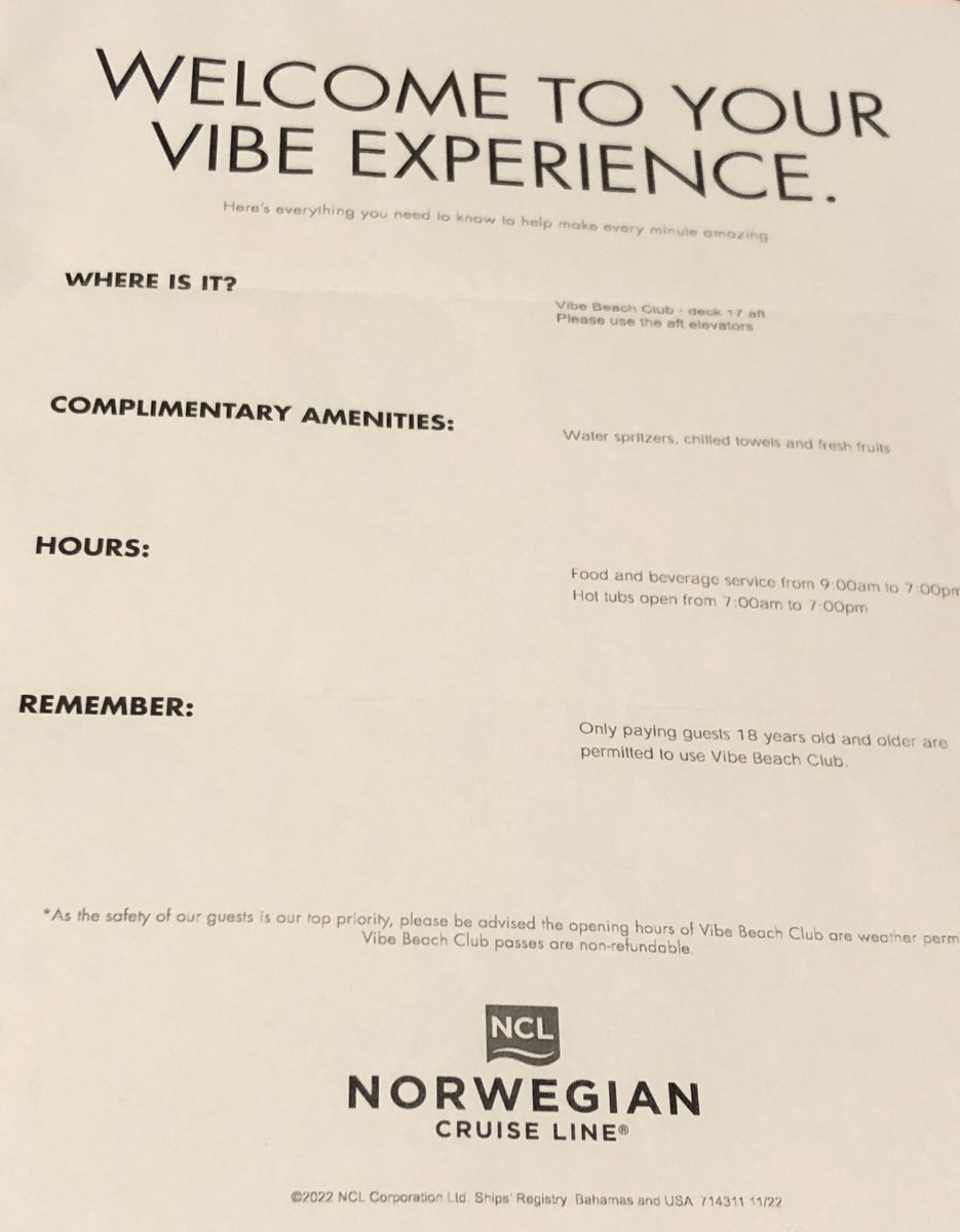Vibe Hours - Norwegian Cruise Line - Cruise Critic Community