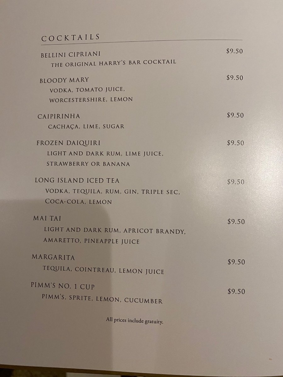 Viking Ocean bar menus - Viking Ocean - Cruise Critic Community