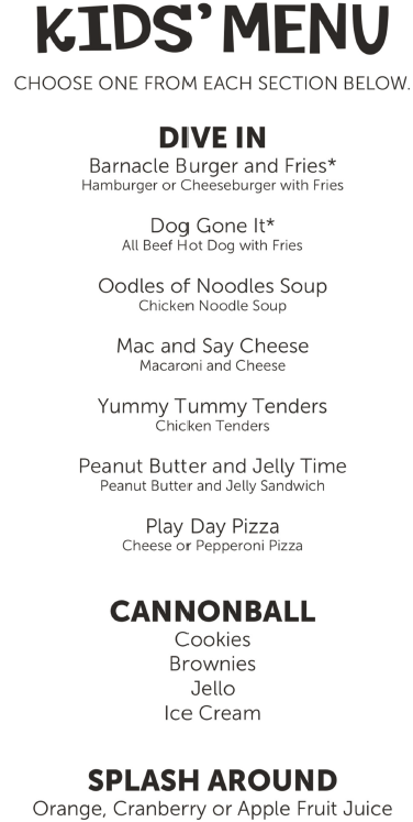Kids Menus for Specialty Restaurants - Norwegian Cruise Line - Cruise ...