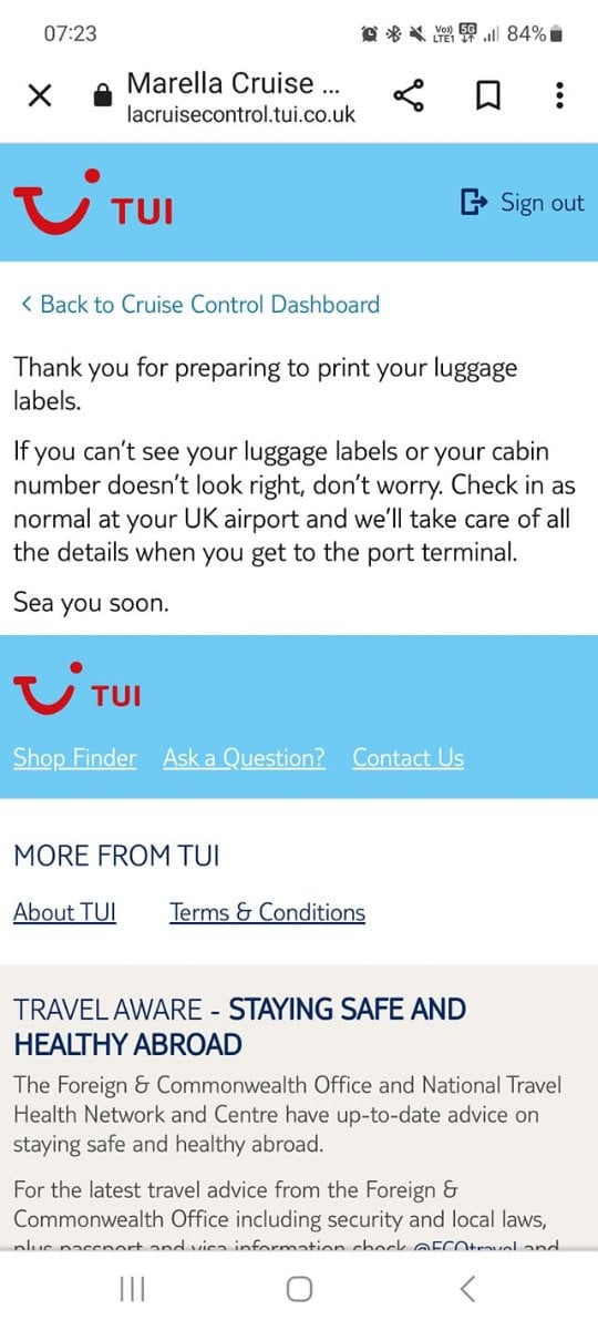 Luggage Label/Tags - Marella Cruises (formerly Thomson) - Cruise Critic ...