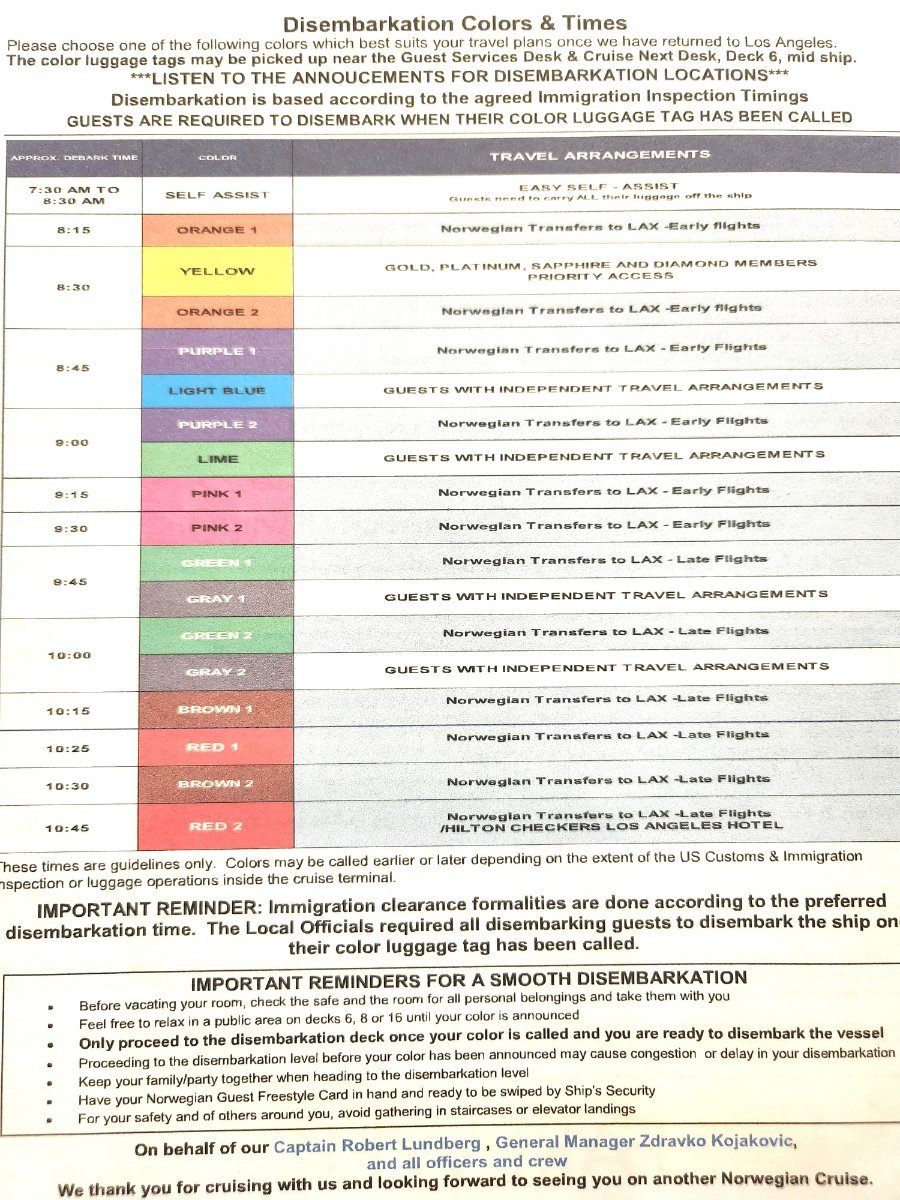 Bliss Disembarkation - Norwegian Cruise Line - Cruise Critic Community
