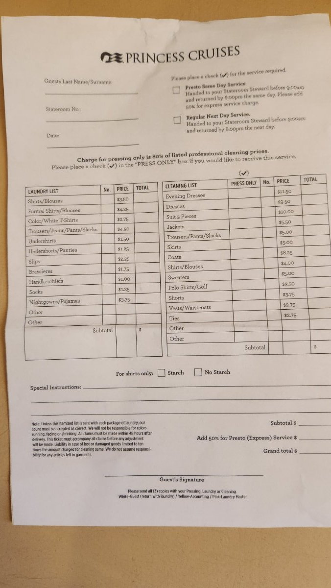 Laundry Questions - Princess Cruises - Cruise Critic Community