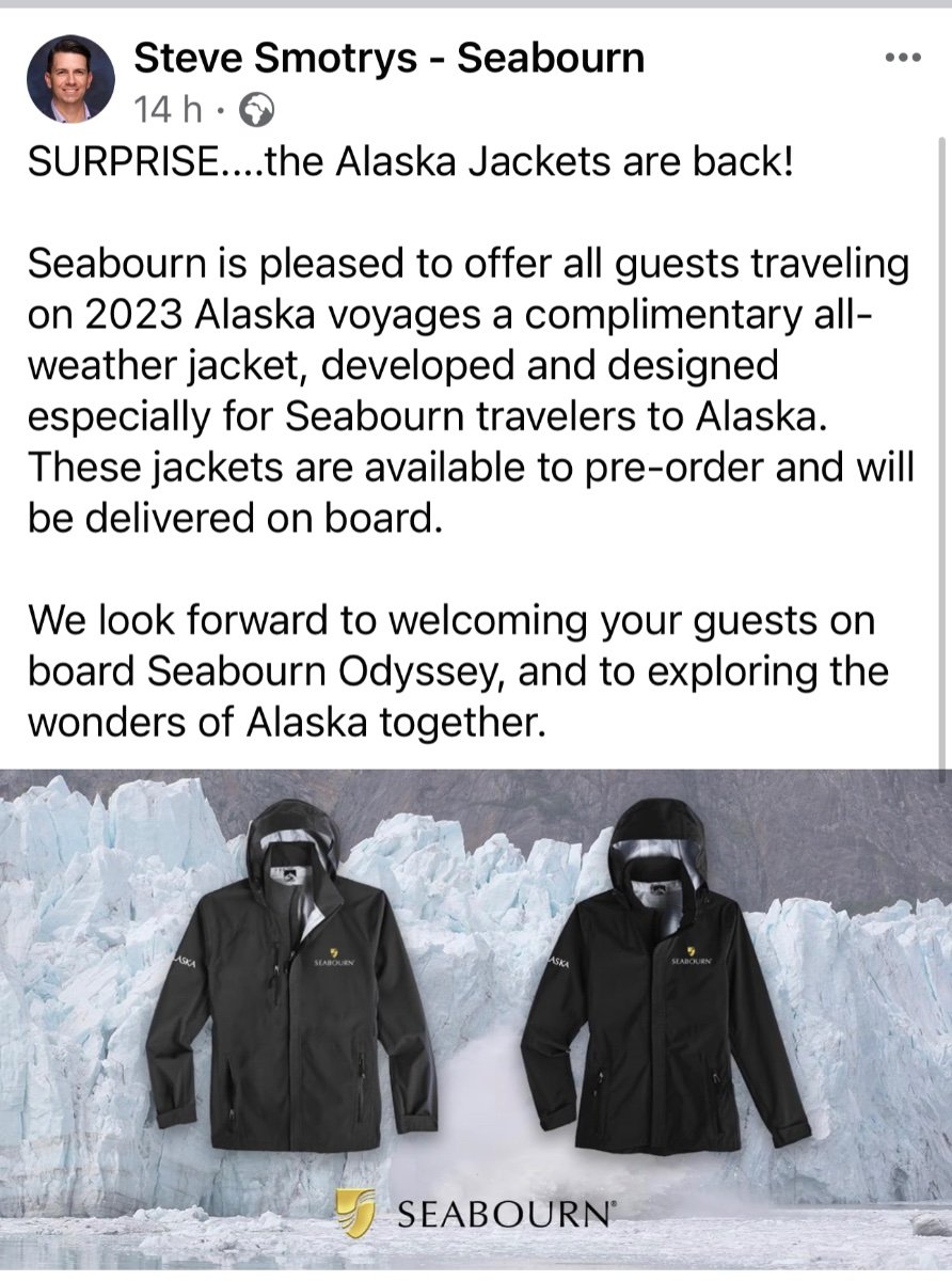 Alaska Jackets are back? - Seabourn Cruise Line - Cruise Critic Community