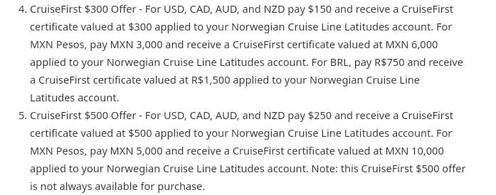 FYI - $250 cruisefirst - Norwegian Cruise Line - Cruise Critic Community