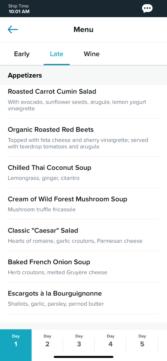 Equinox Menu - Main Dining Upcharges Showing on App - Celebrity Cruises ...