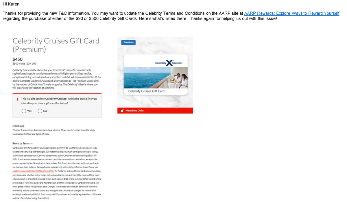 Gift Card Limit - Page 3 - Celebrity Cruises - Cruise Critic Community