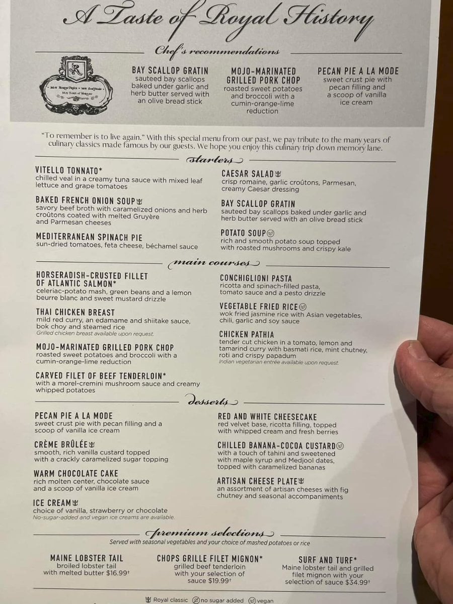 Menus on longer cruises - Royal Caribbean International - Cruise Critic ...