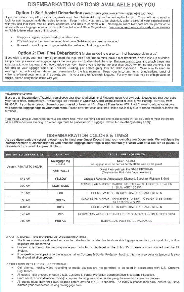 Disembarkation - Page 3 - Norwegian Cruise Line - Cruise Critic Community