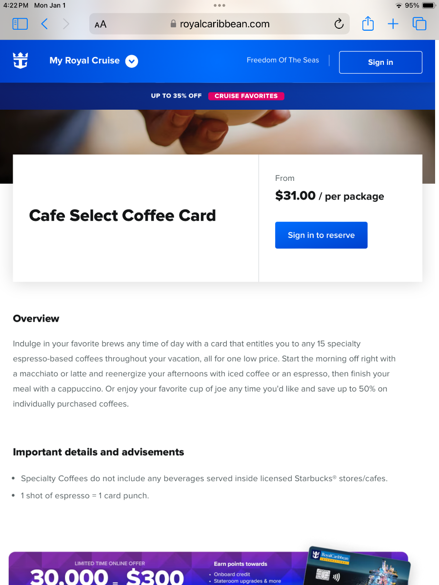 Coffee Card question - Royal Caribbean International - Cruise Critic ...