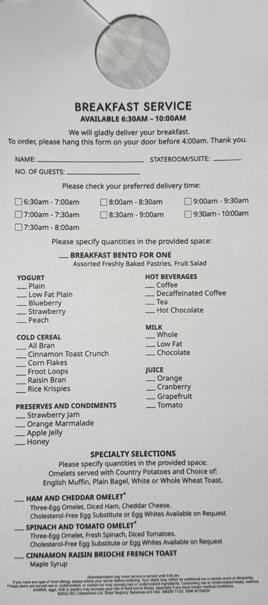 Room service - Norwegian Cruise Line - Cruise Critic Community