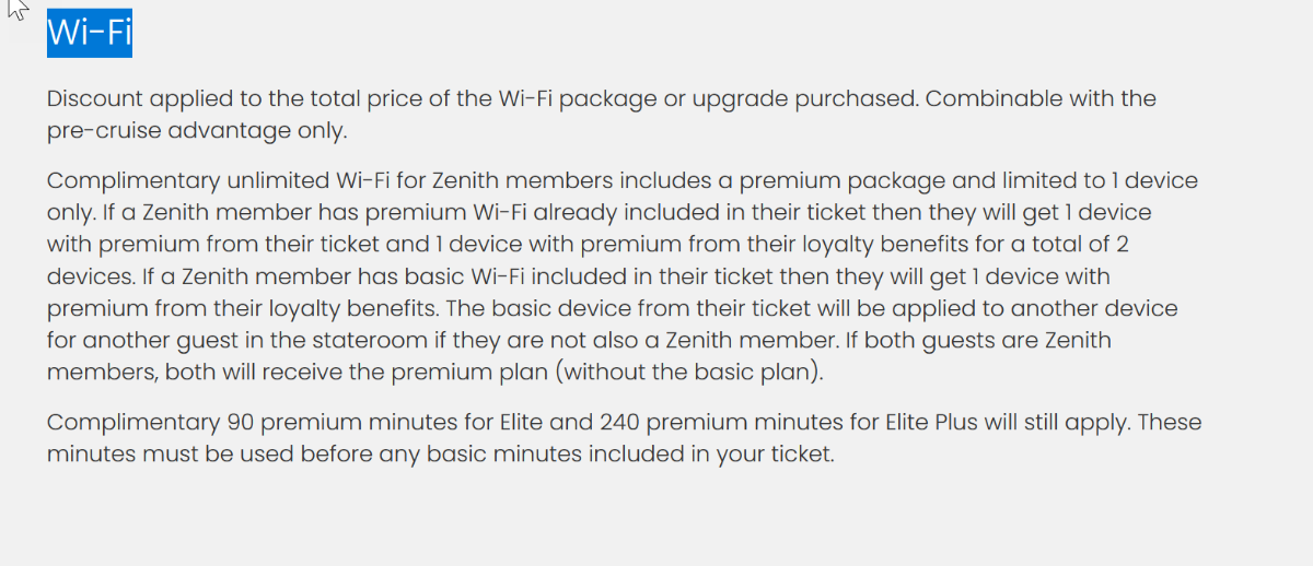 Zenith Benefits - Celebrity Cruises - Cruise Critic Community