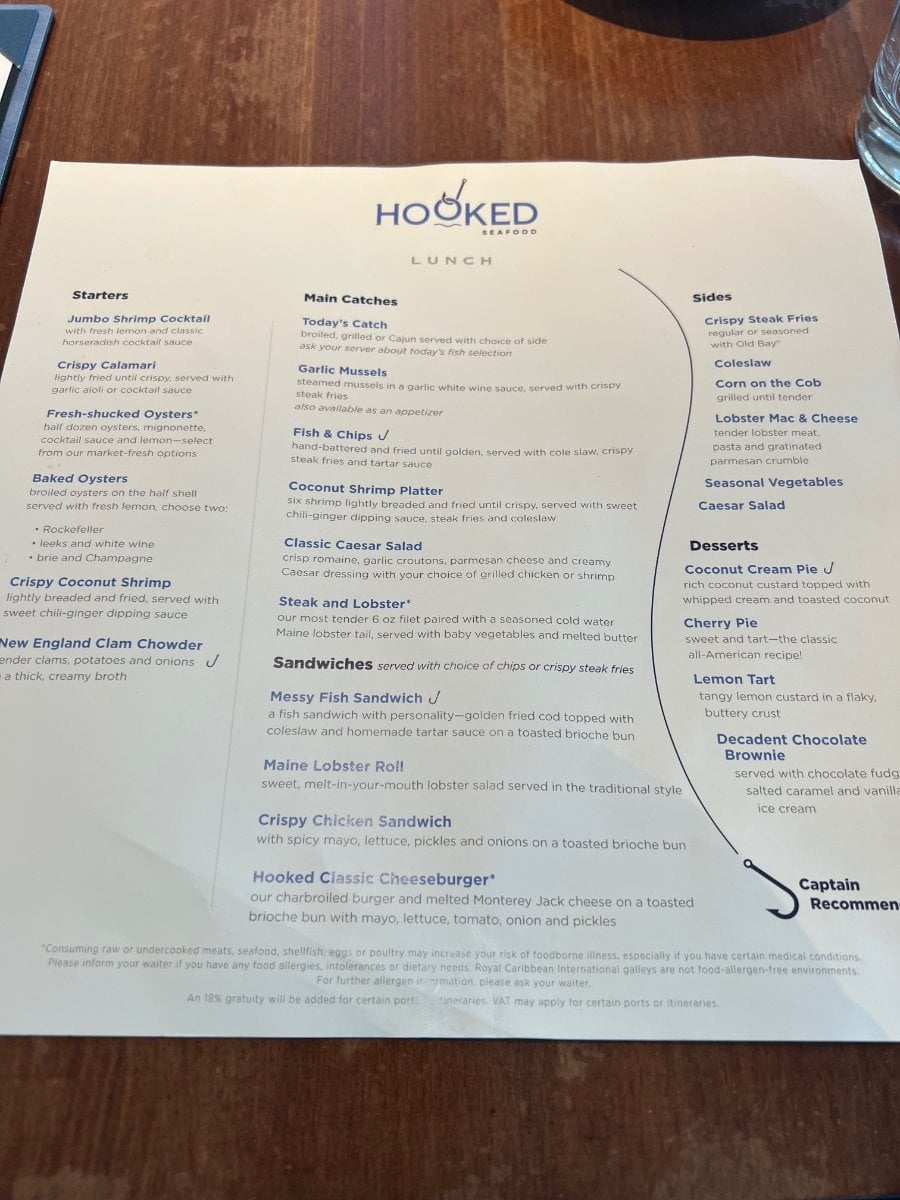 Hooked- Lunch - Icon - Royal Caribbean International - Cruise Critic ...