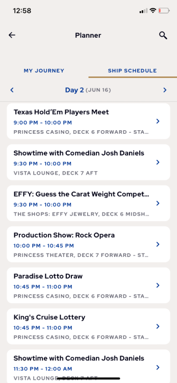 Evening shows - Princess Cruises - Cruise Critic Community