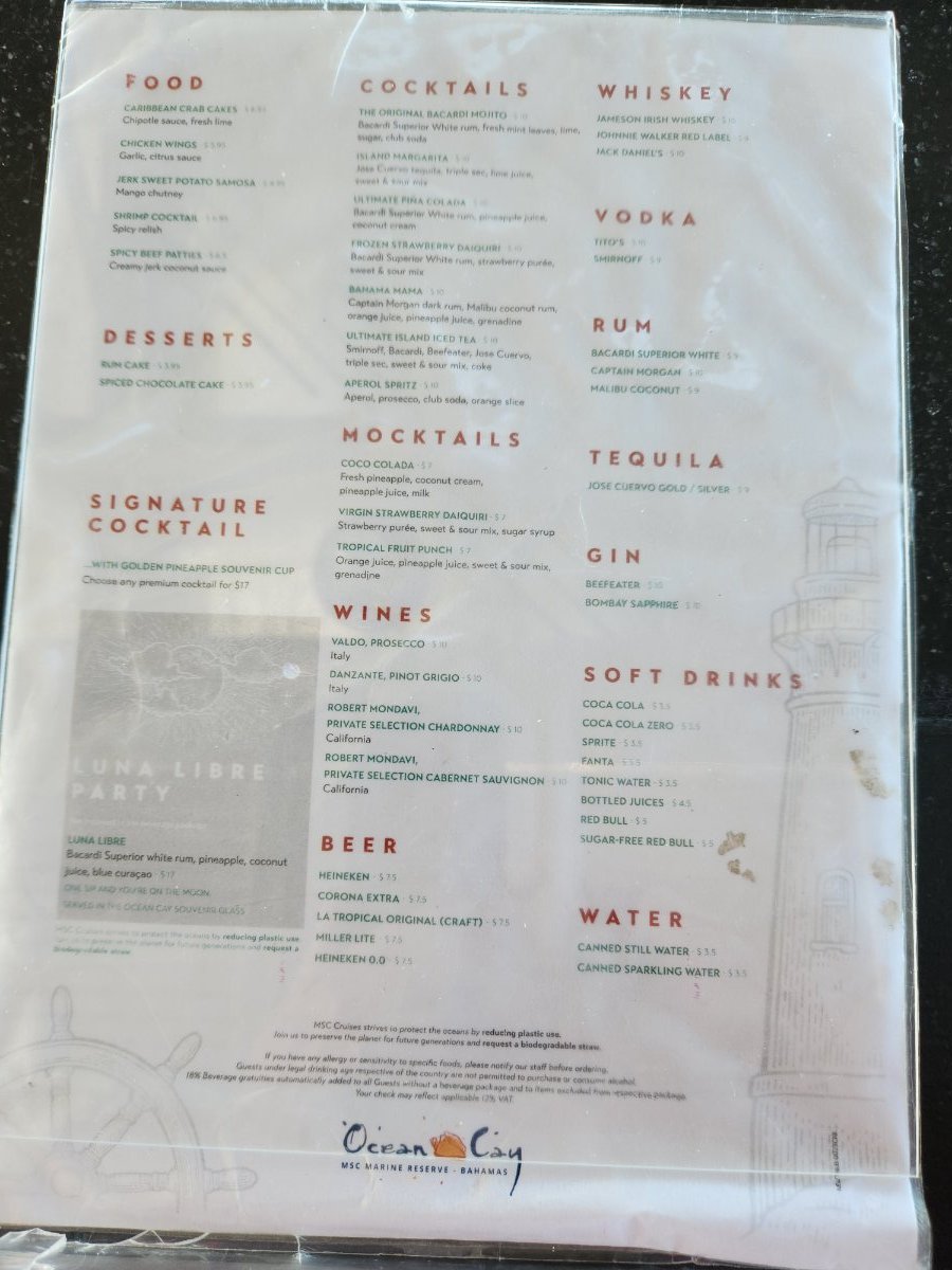 Ocean Cay food - MSC Cruises - Cruise Critic Community